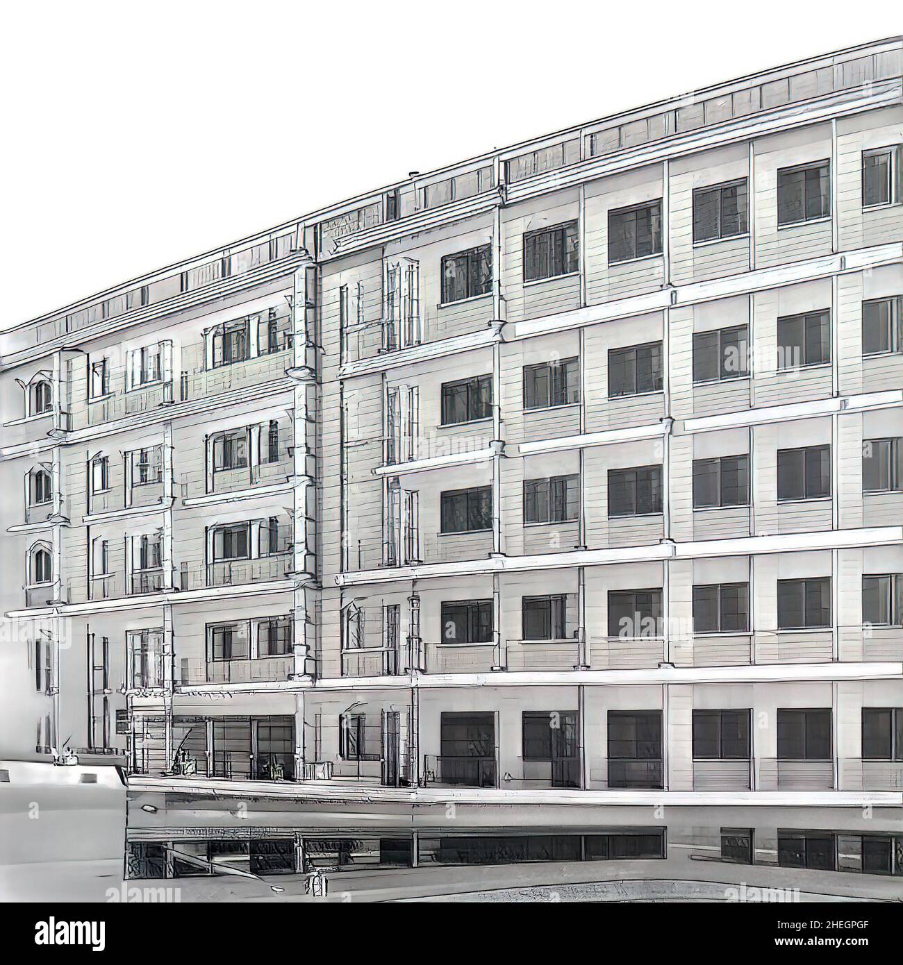 Digital drawing of a building architectural project, construction of a ...