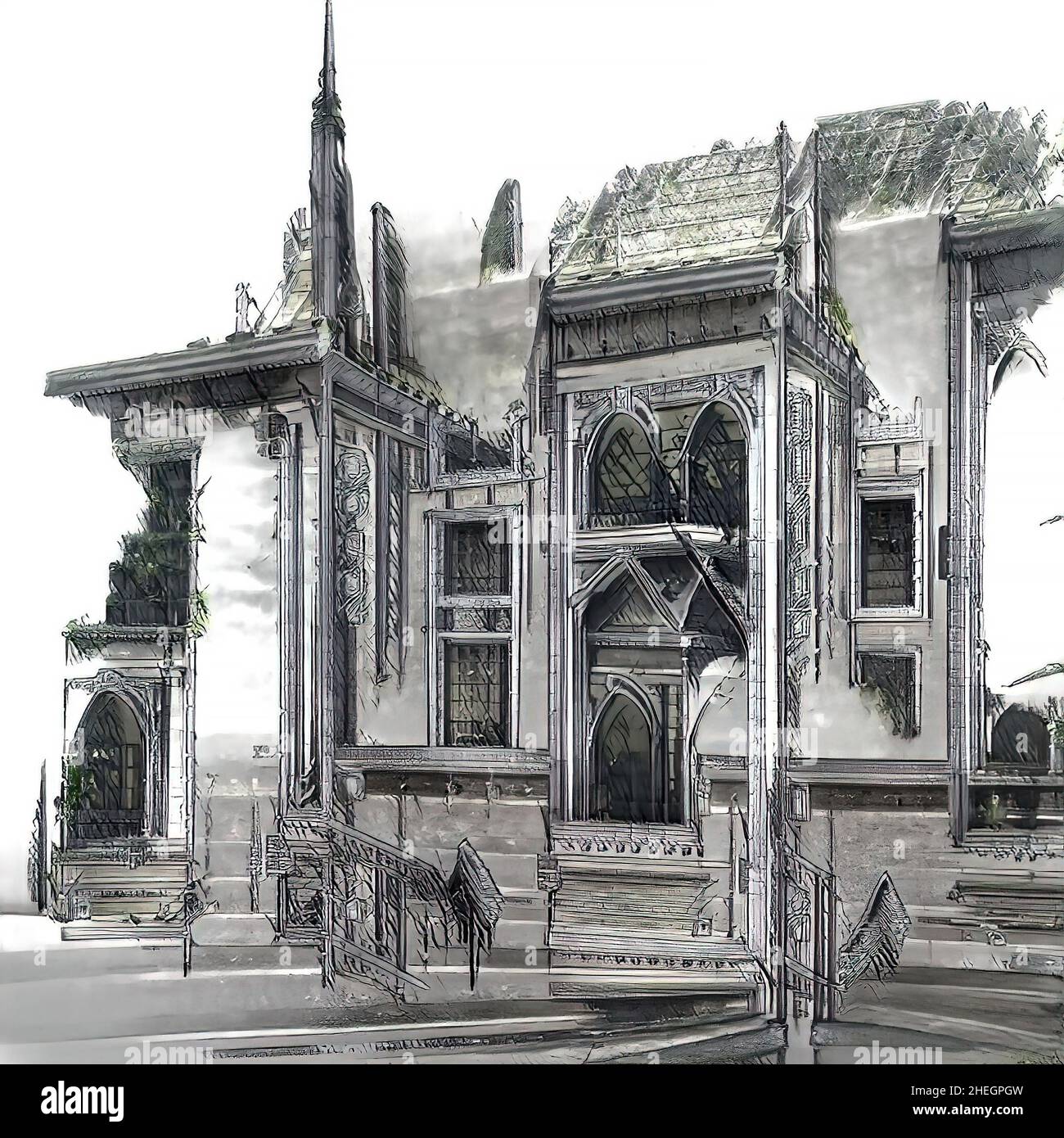 Digital drawing of a building architectural project, construction of a ...