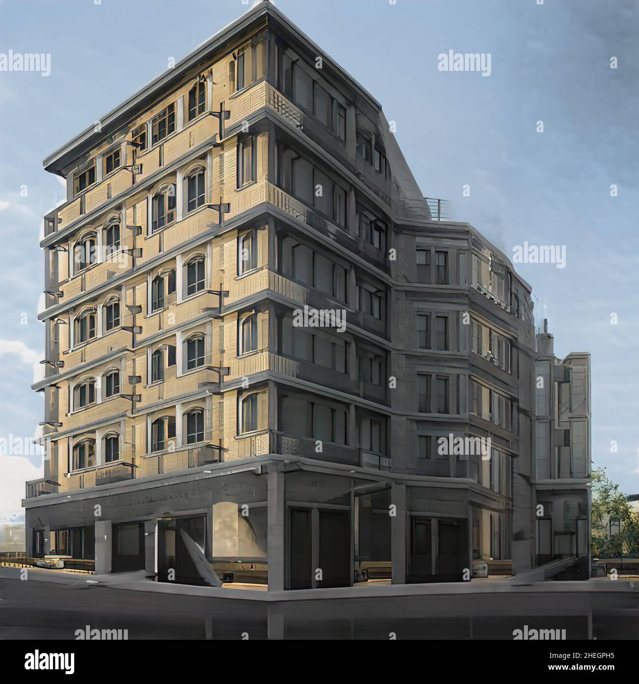 Digital drawing of a building architectural project, construction of a ...