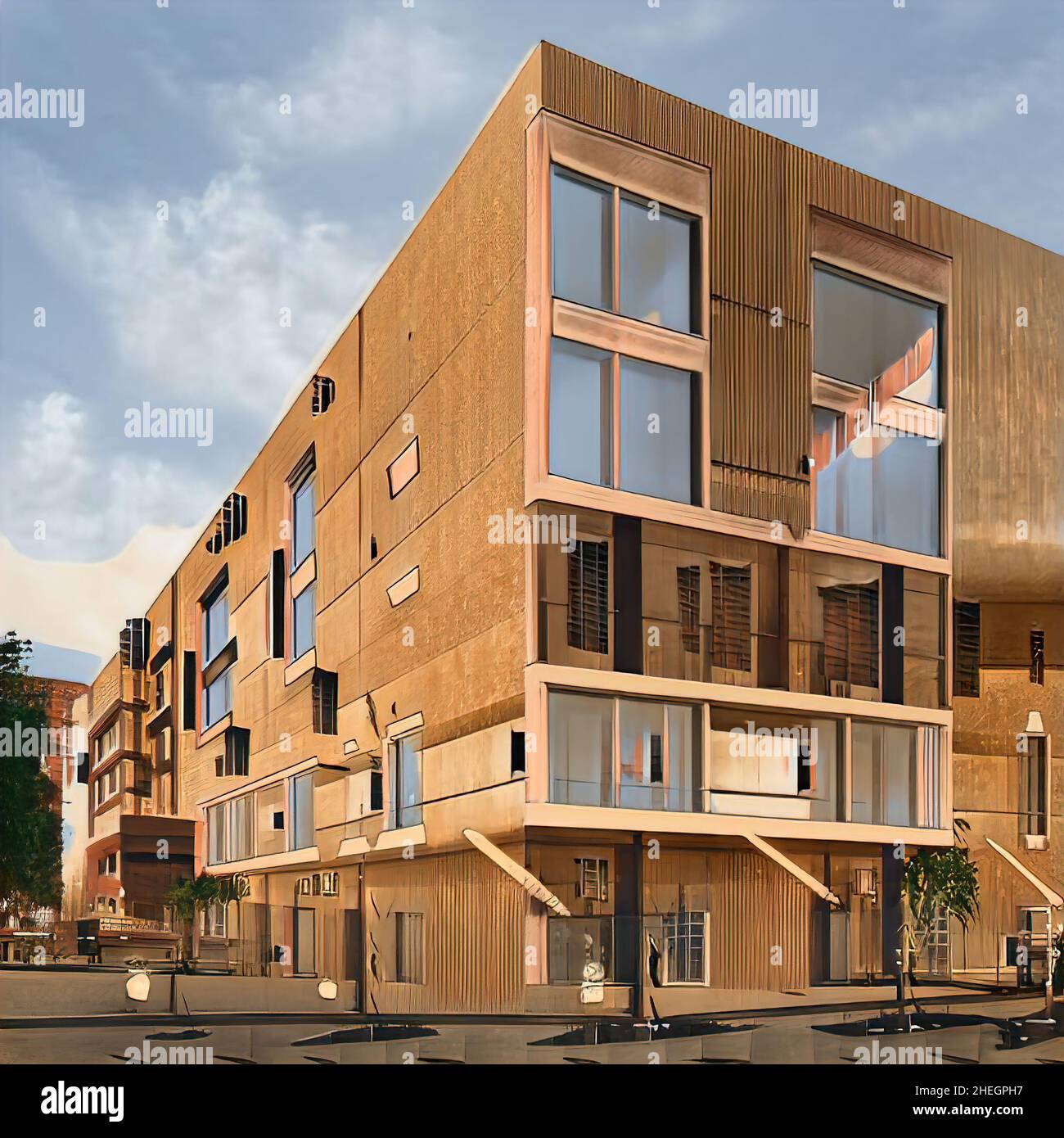 Digital drawing of a building architectural project, construction of a ...