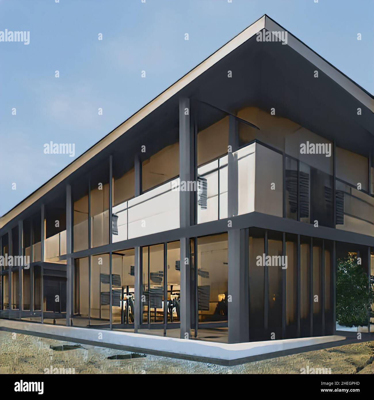 Digital drawing of a building architectural project, construction of a ...