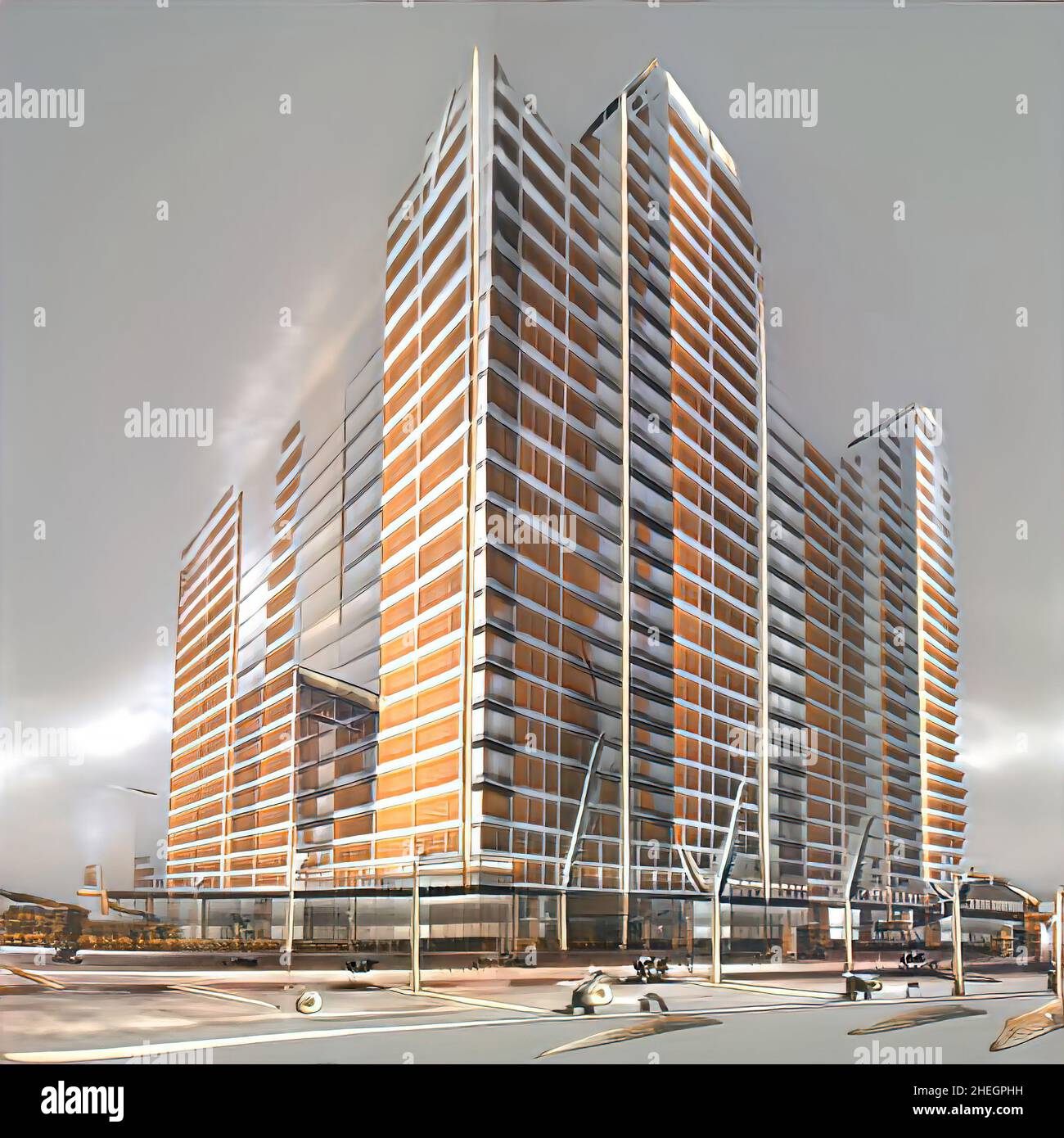Digital drawing of a building architectural project, construction of a ...