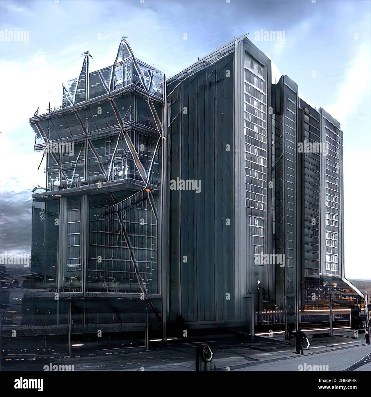Digital drawing of a building architectural project, construction of a ...