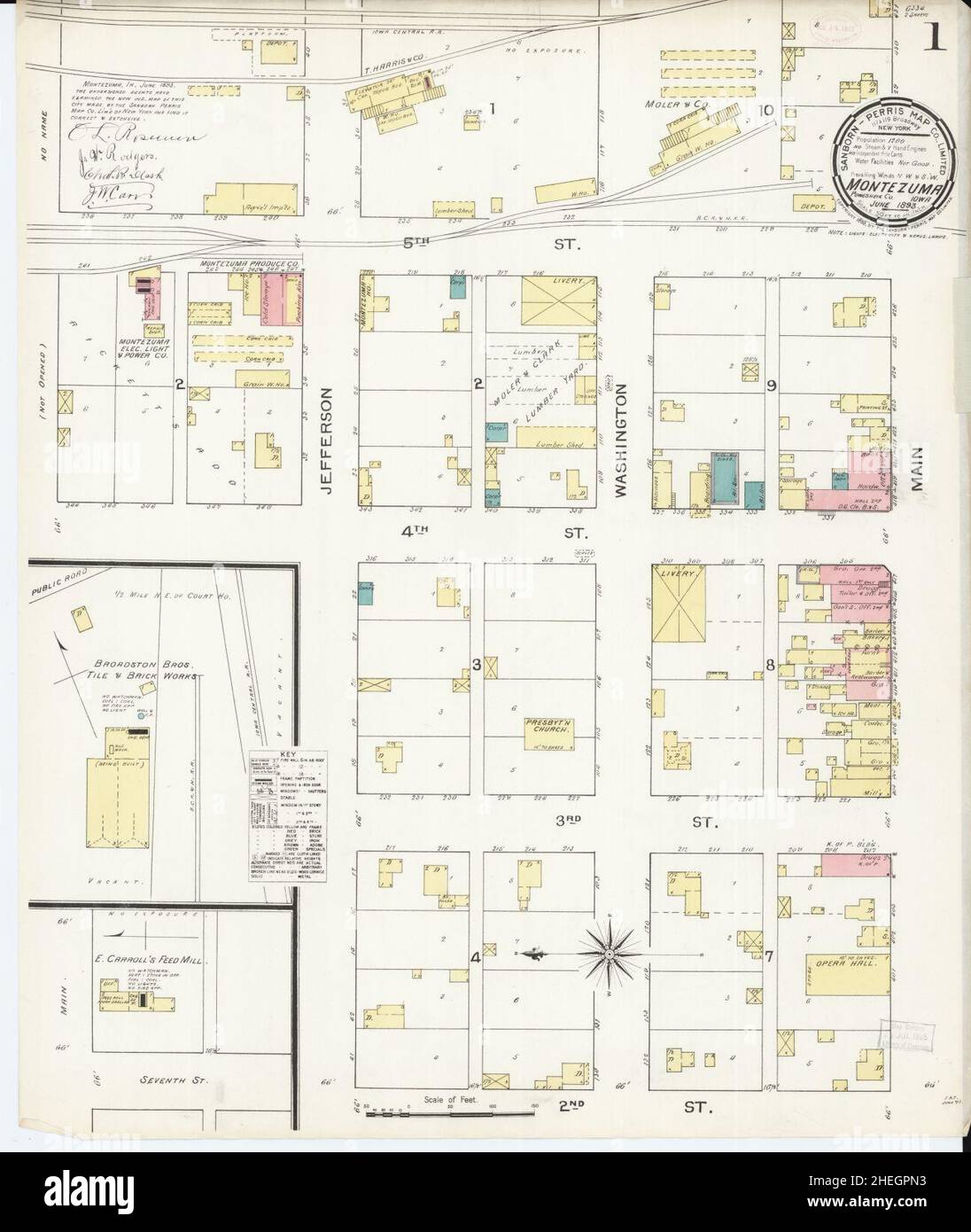 Sanborn Fire Insurance Map from Montezuma, Powesbick County, Iowa Stock ...