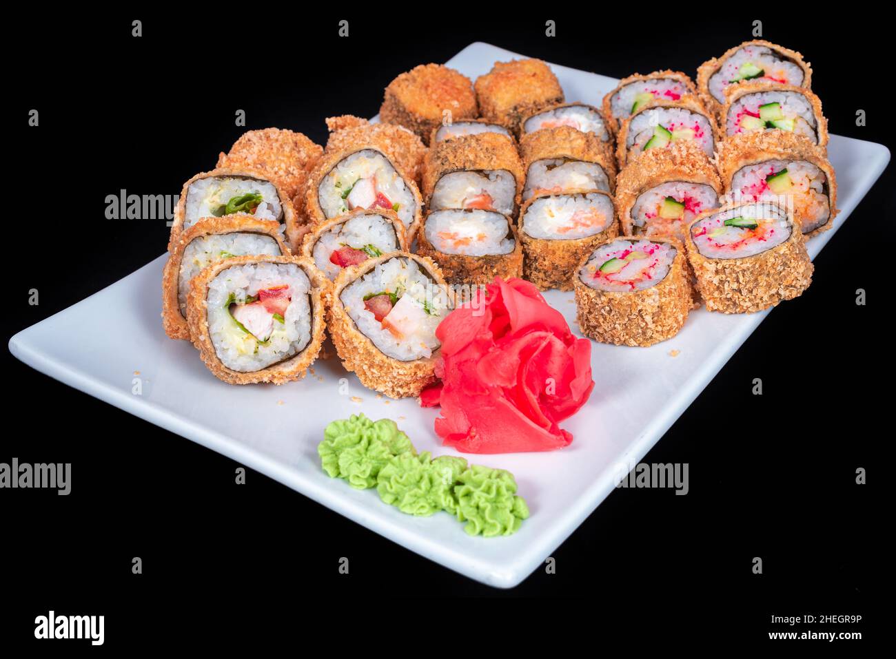 Japanese Cuisine - Sushi Roll with Shrimps and Conger, Avocado, Tobiko ...
