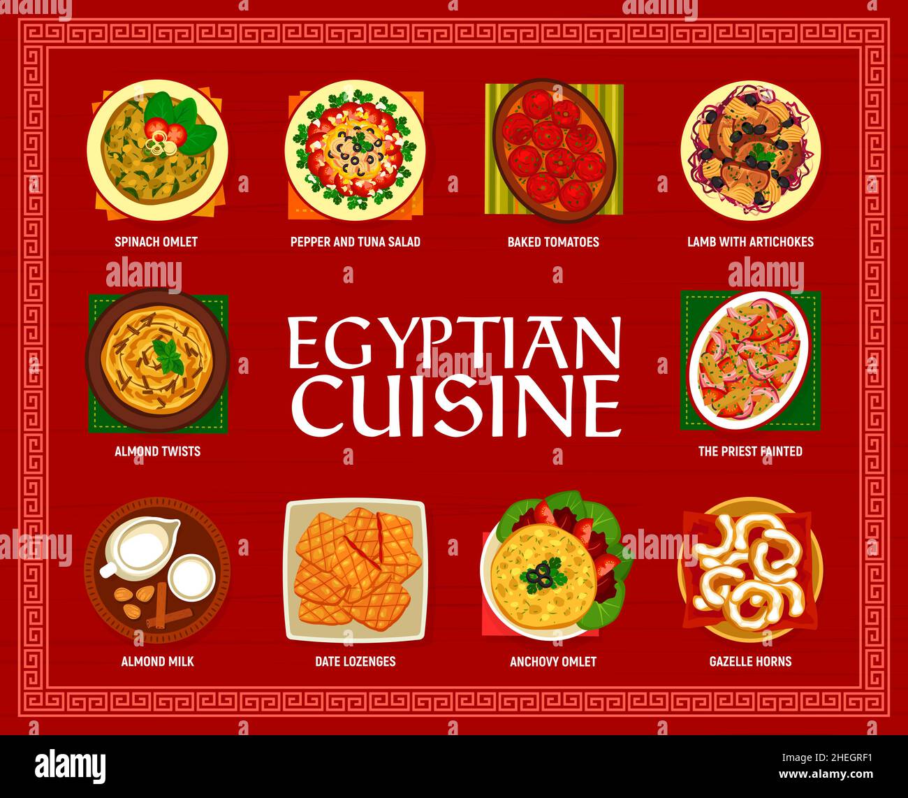 Egyptian cuisine menu with food dishes and meals for lunch and dinner ...