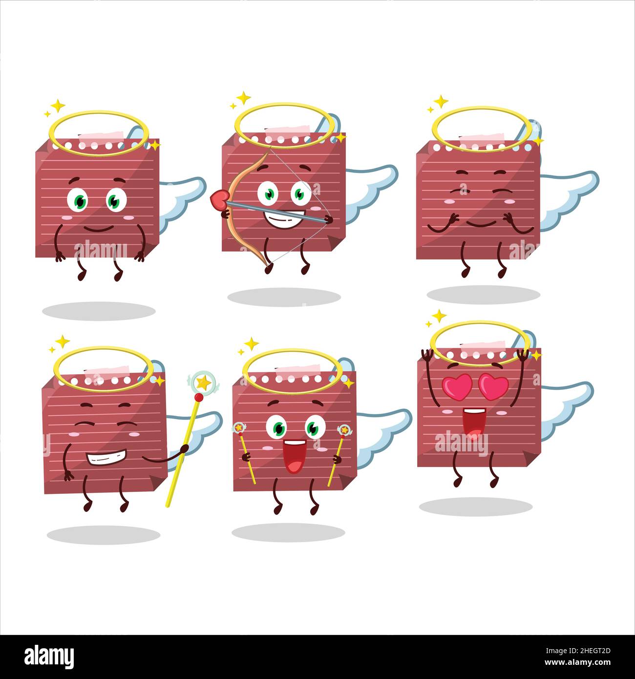 Red Sticky Note Cartoon Designs As A Cute Angel Character Vector