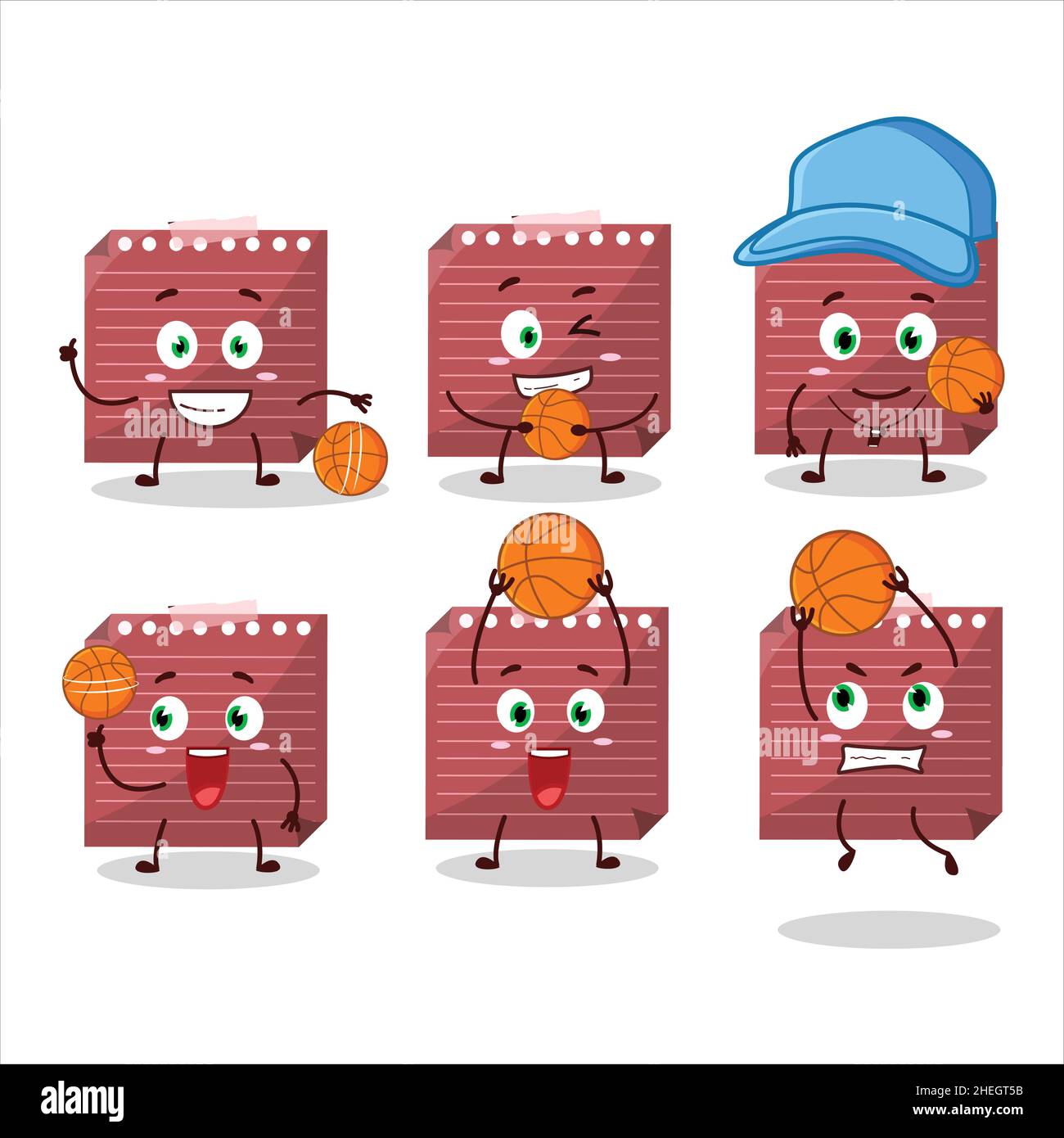 Talented red sticky note cartoon character as a basketball athlete ...