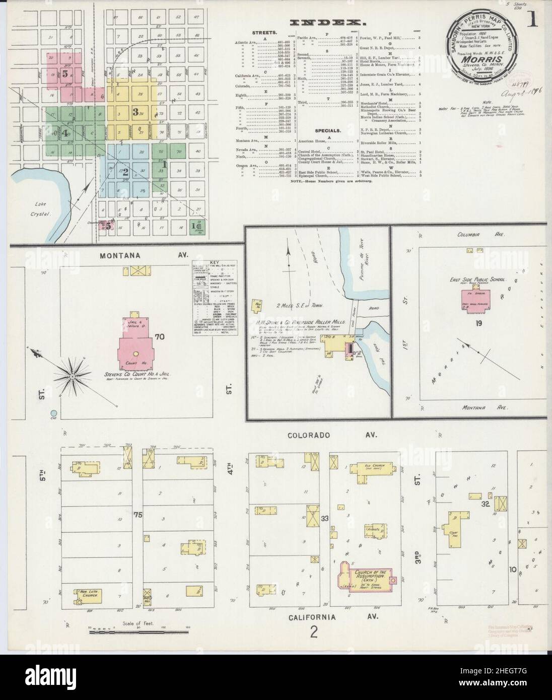 Sanborn Fire Insurance Map from Morris, Stevens County, Minnesota Stock ...