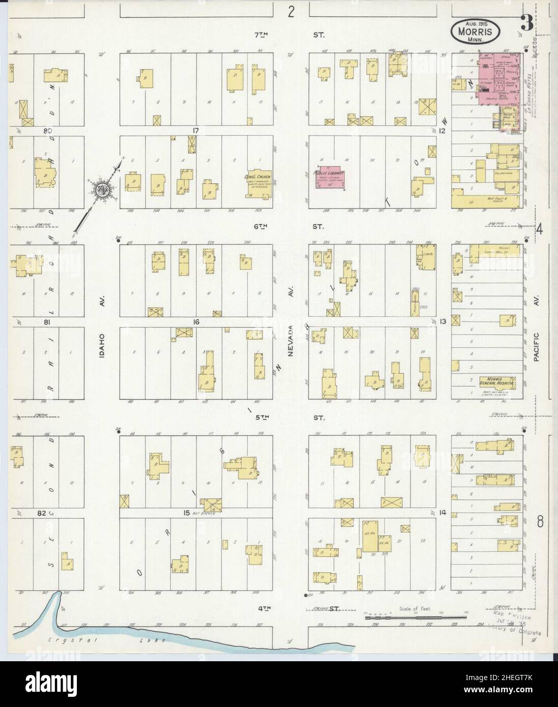 Sanborn Fire Insurance Map from Morris, Stevens County, Minnesota Stock ...