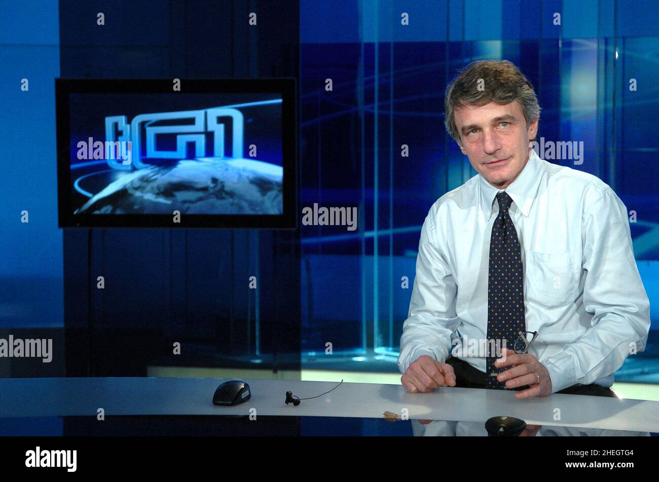 Roma Studio Del Tg1 David Sassoli Stock Photo - Alamy