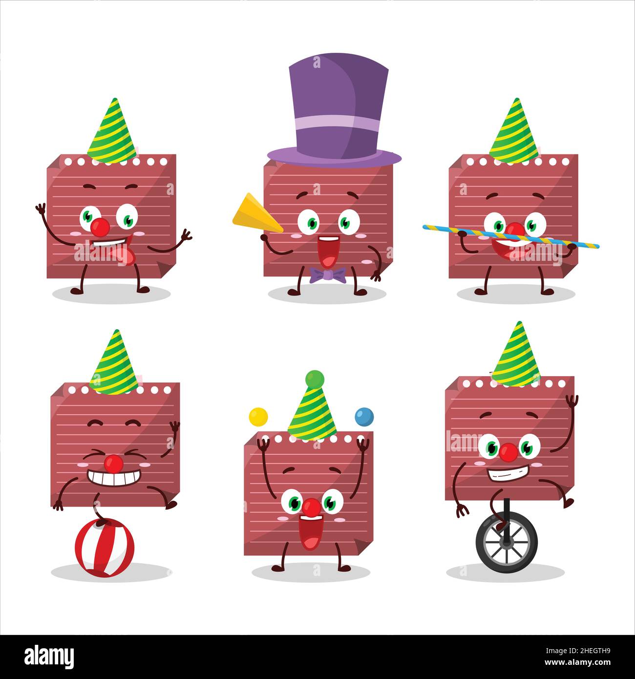 Cartoon character of red sticky note with various circus shows. Vector ...