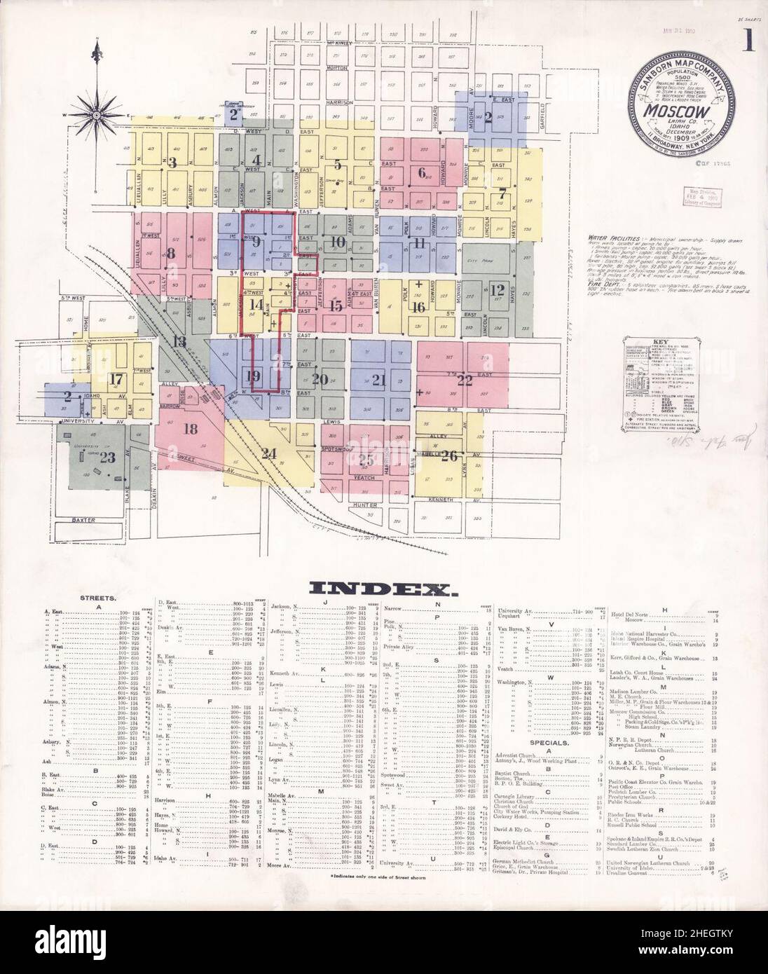 Sanborn Fire Insurance Map from Moscow, Latah County, Idaho Stock Photo ...