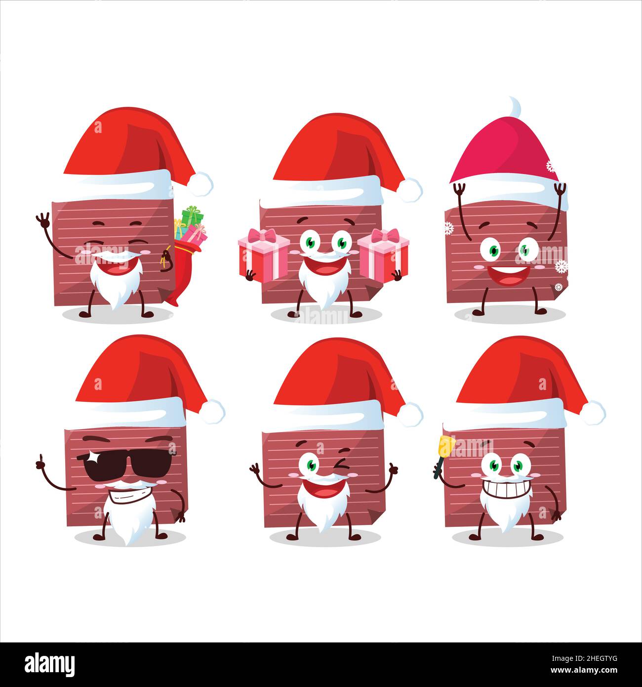 Santa Claus emoticons with red sticky note cartoon character. Vector ...