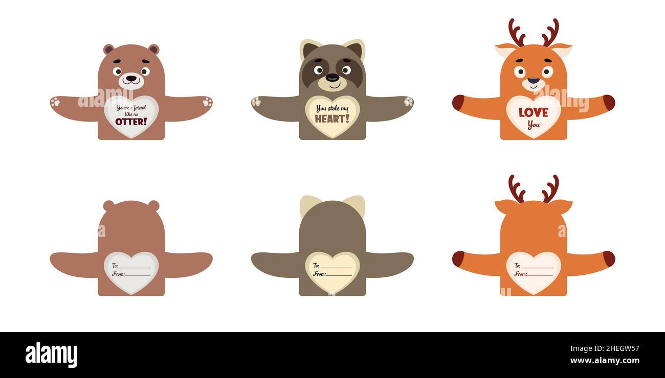 Cute animal Valentines Day gift cards candy holder cards for kids. Great gift option gift ...