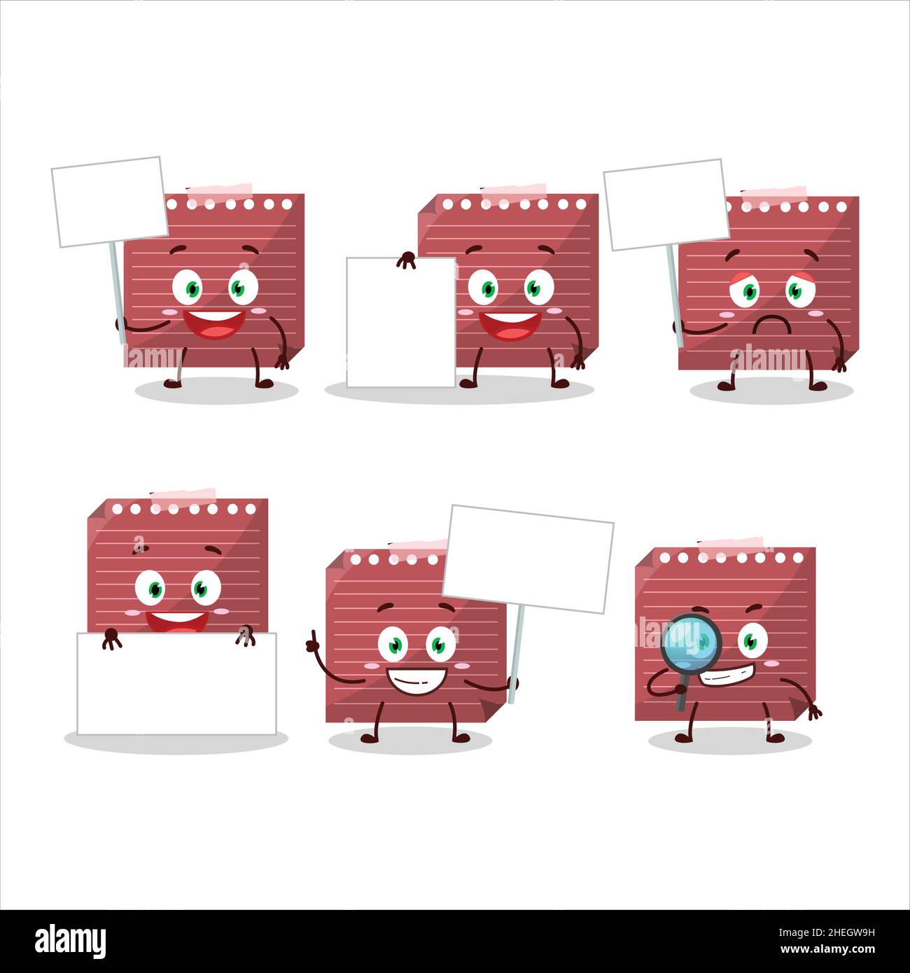 Red sticky note cartoon character bring information board. Vector ...