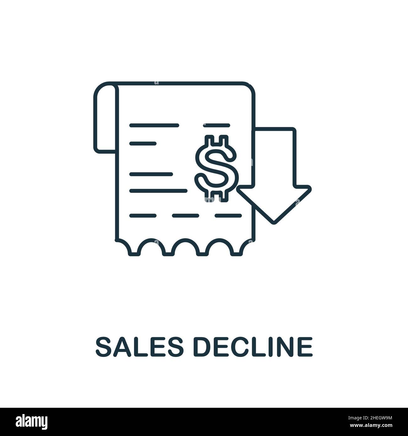 Sales Decline icon. Line element from crisis collection. Linear Sales ...
