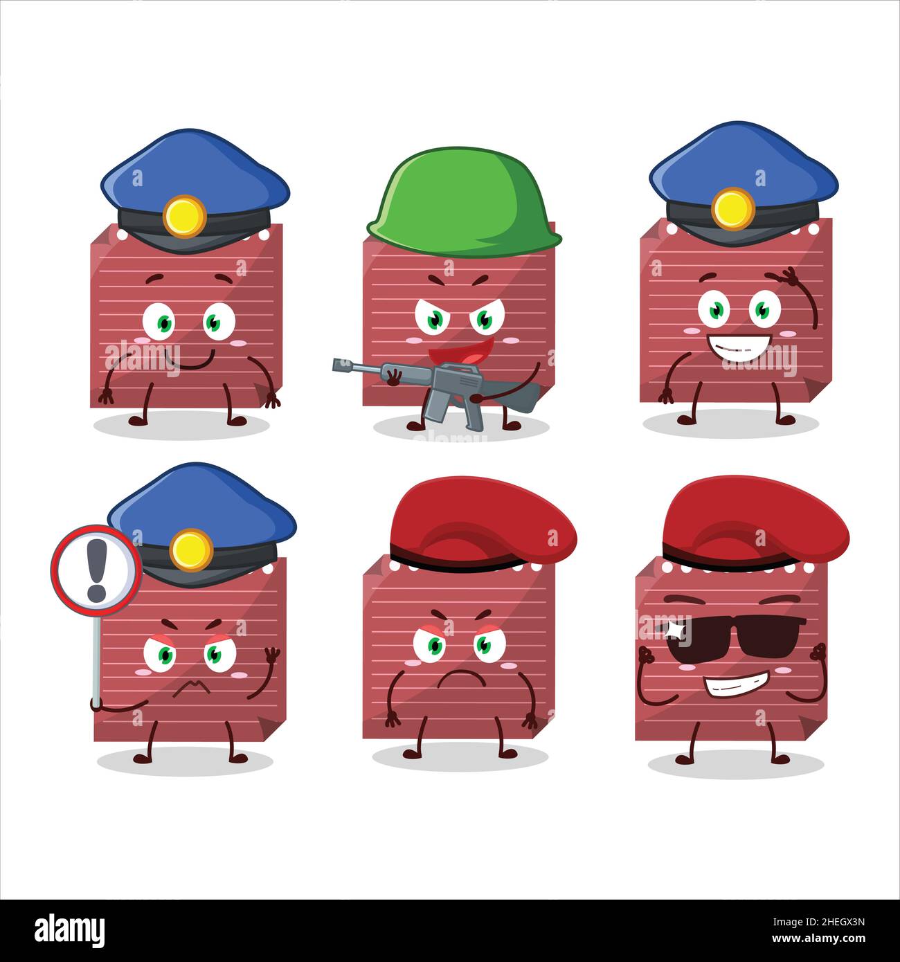 A dedicated Police officer of red sticky note mascot design style ...