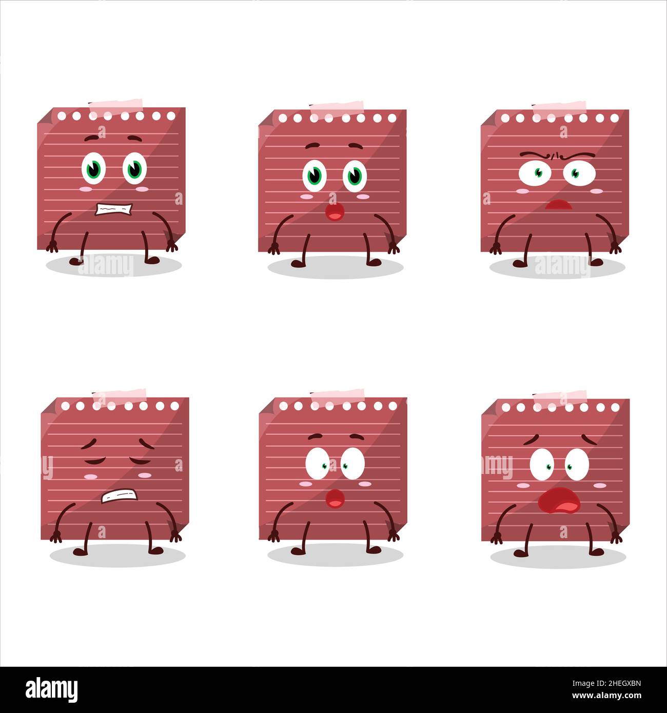 Character cartoon of red sticky note with scared expression. Vector ...