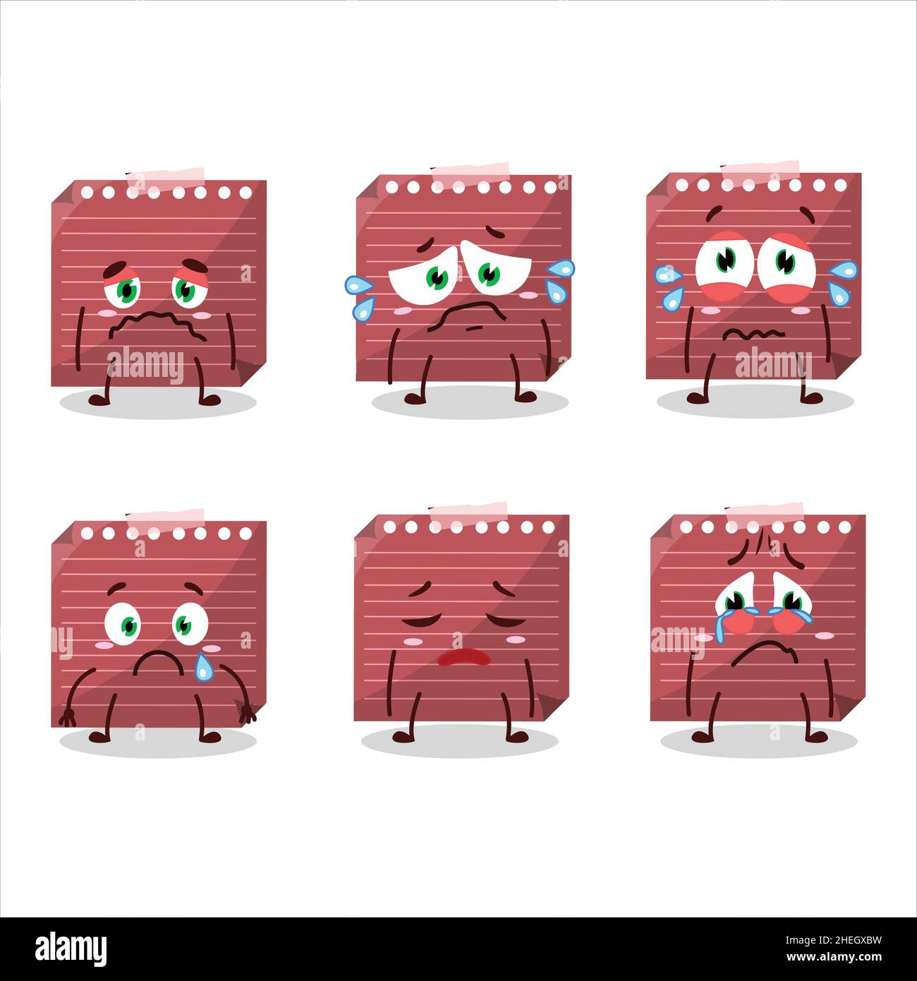 Red sticky note cartoon character with sad expression. Vector ...