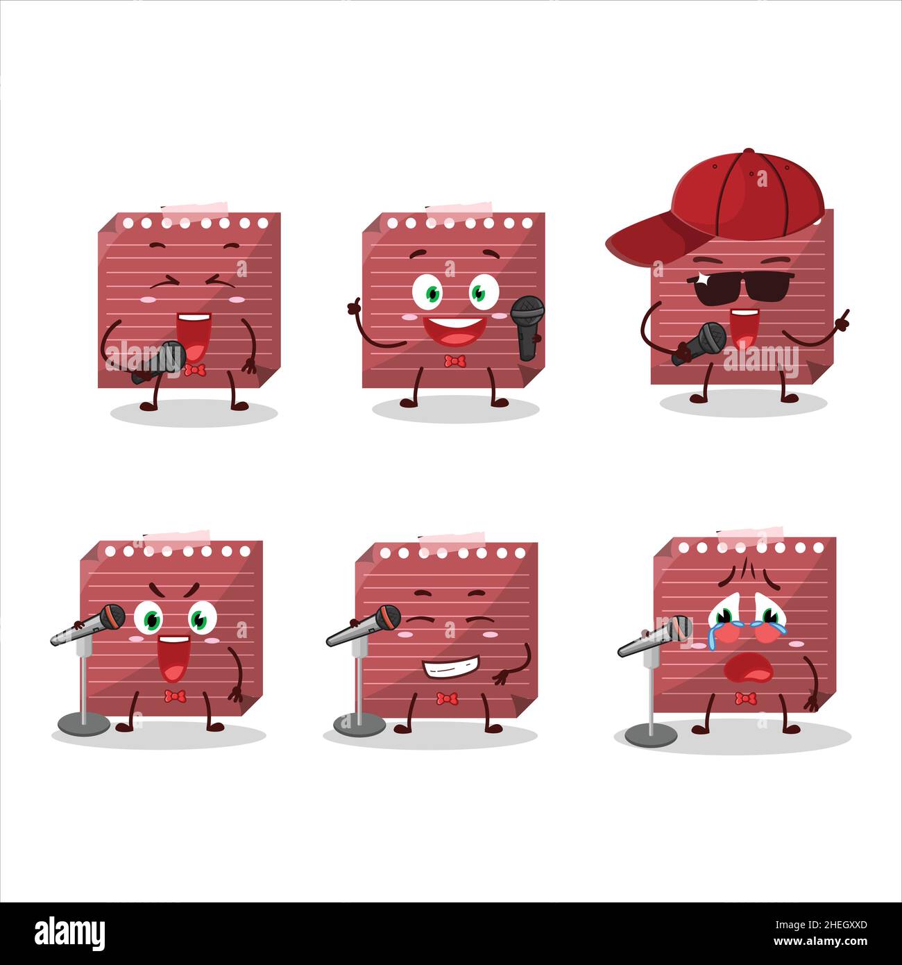 A Cute Cartoon design concept of red sticky note singing a famous song ...