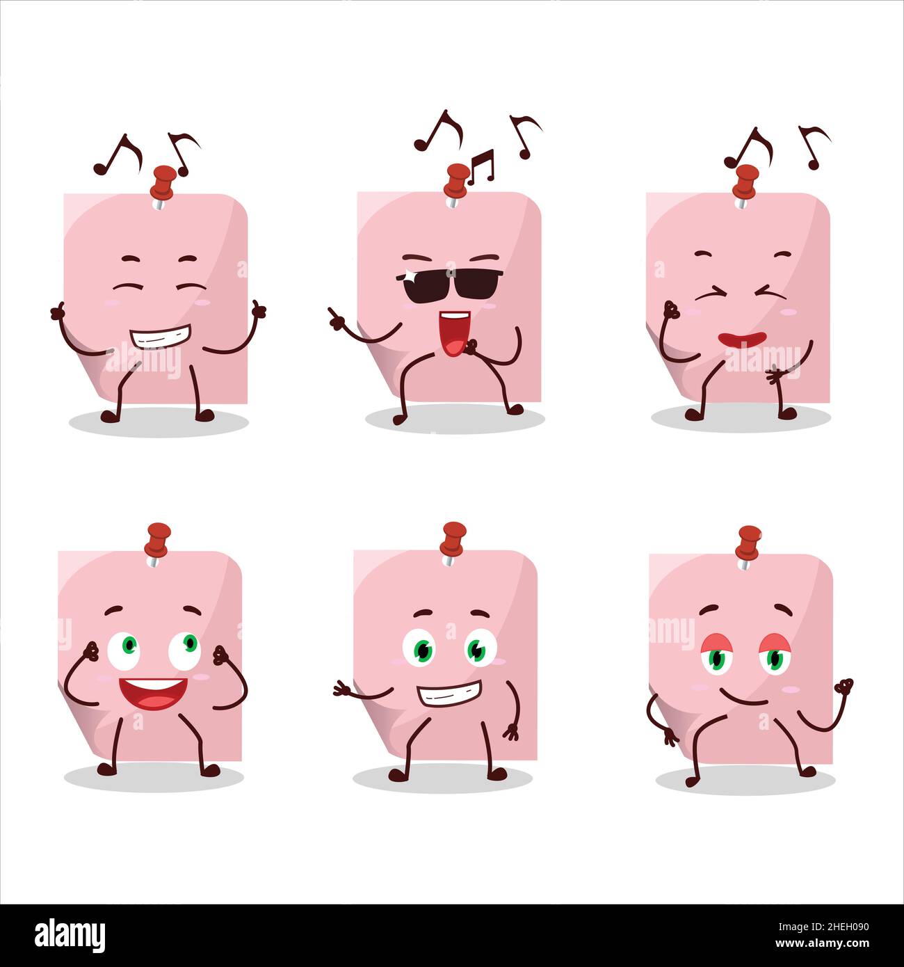 An image of pink sticky note dancer cartoon character enjoying the ...