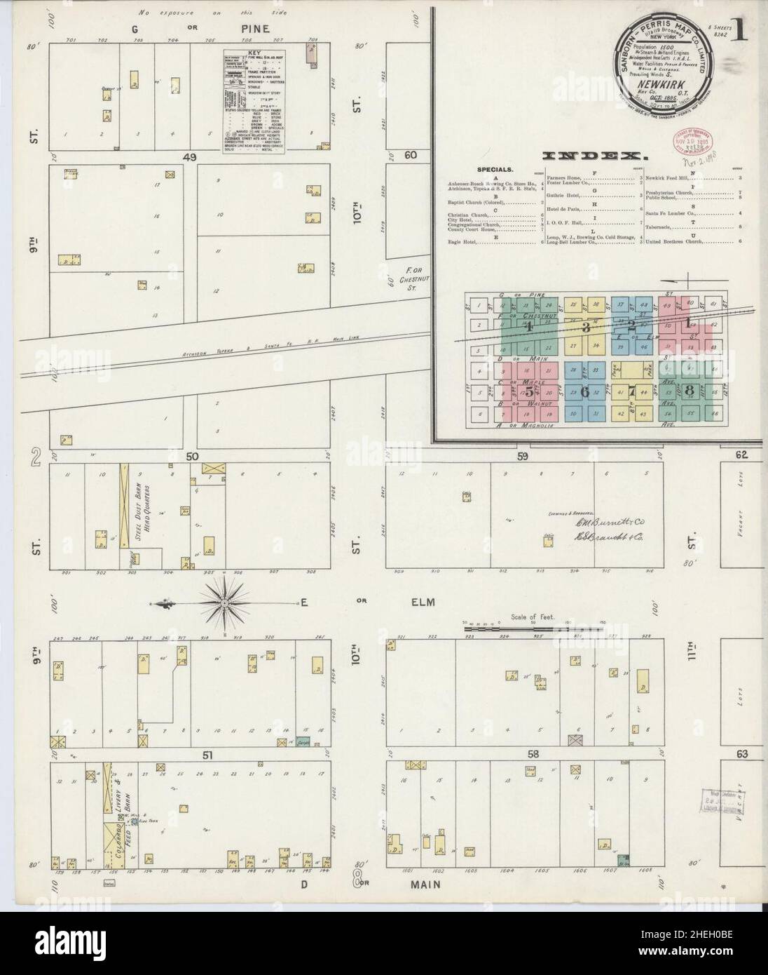 Sanborn Fire Insurance Map from Newkirk, Kay County, Oklahoma Stock ...