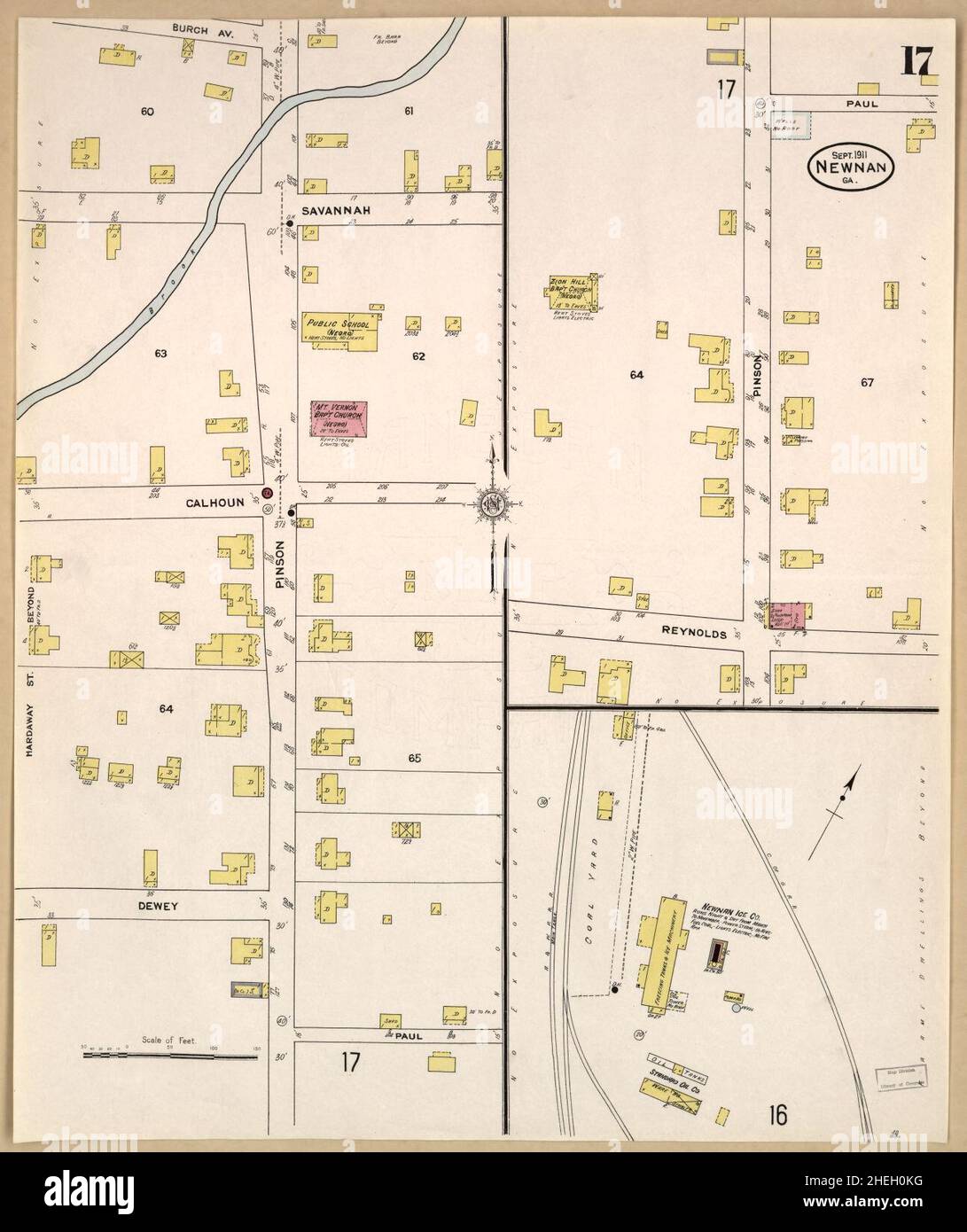 Sanborn Fire Insurance Map from Newnan, Coweta County, Georgia Stock ...