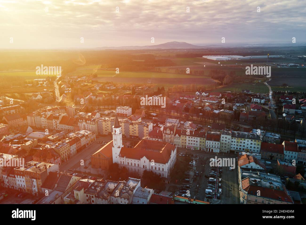 Aerial view of european city with architecture buildings and streets ...