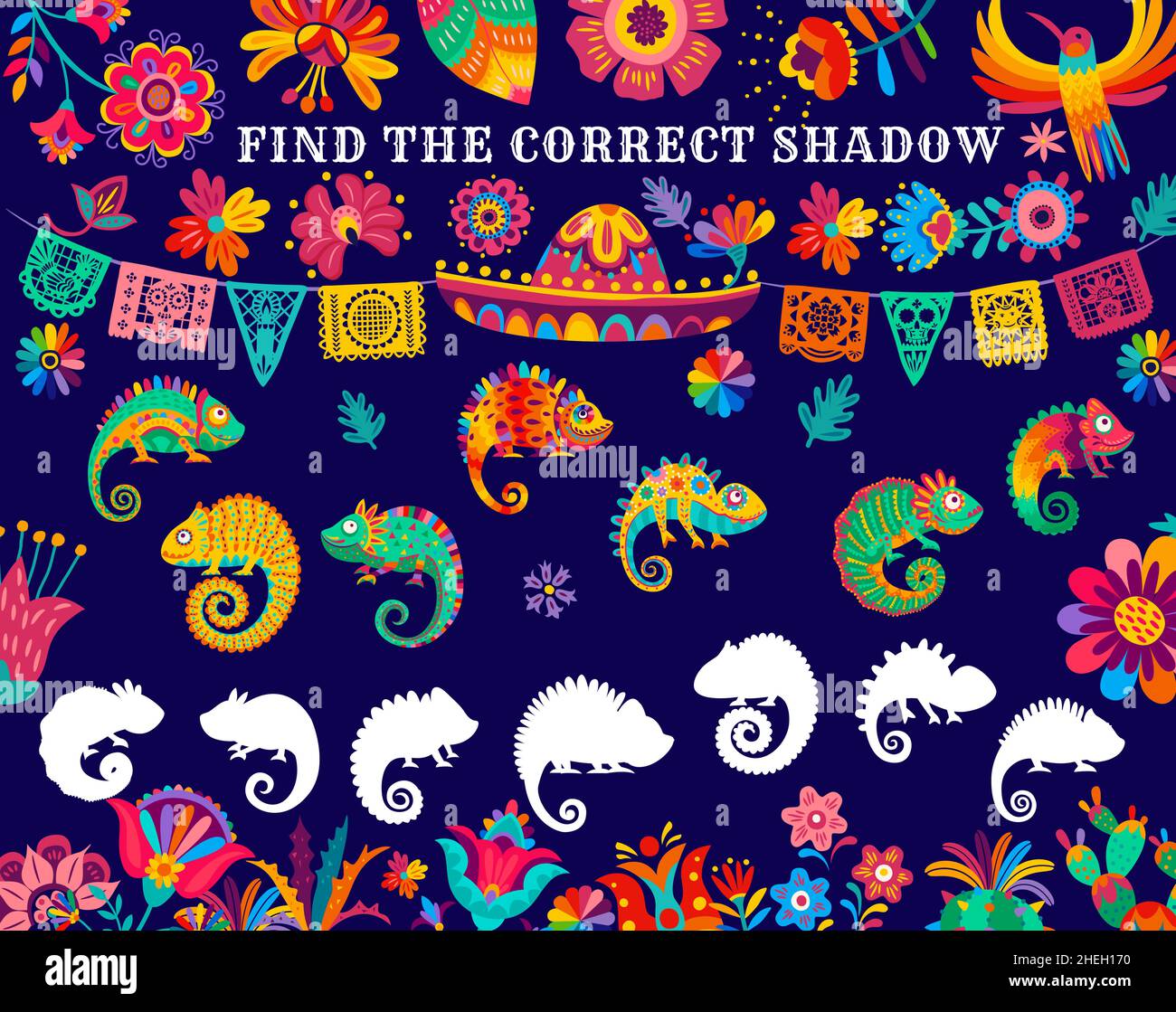 Find correct chameleon lizard shadow kids riddle game. Children ...