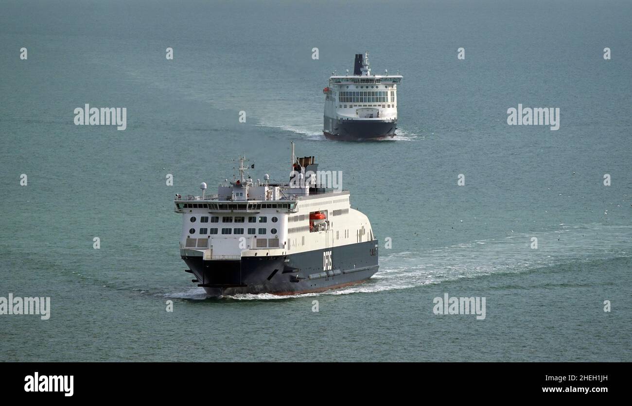 DFDS ferries Dover Seaways (top) and the Cote d'Opale arrive at the ...
