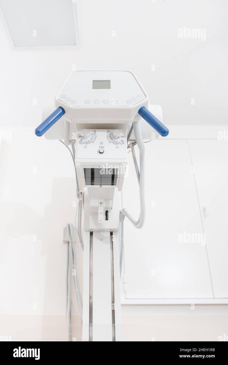 X-ray department in modern hospital. Radiology room with scan machine ...