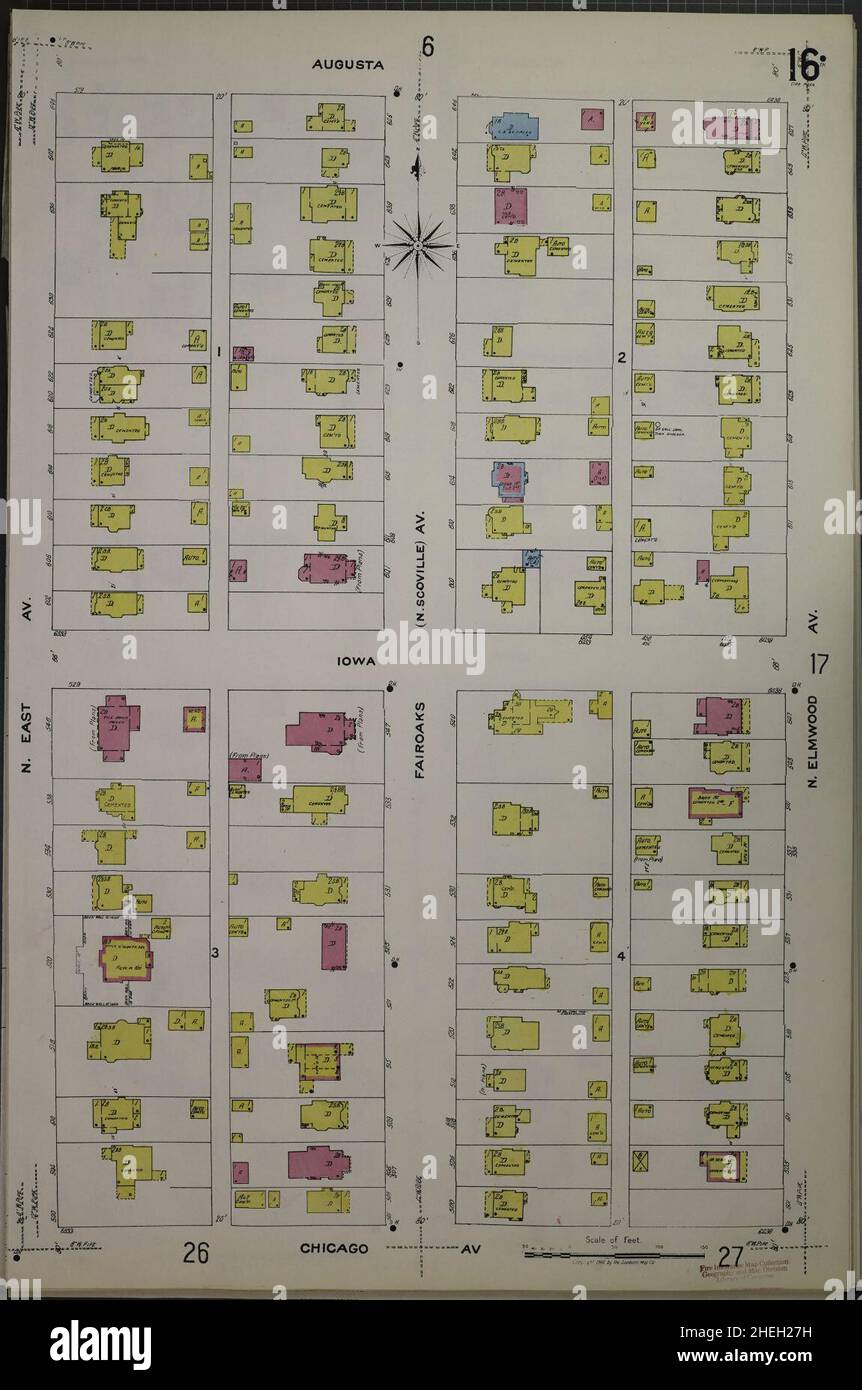Sanborn Fire Insurance Map from Oak Park, Cook County, Illinois Stock ...