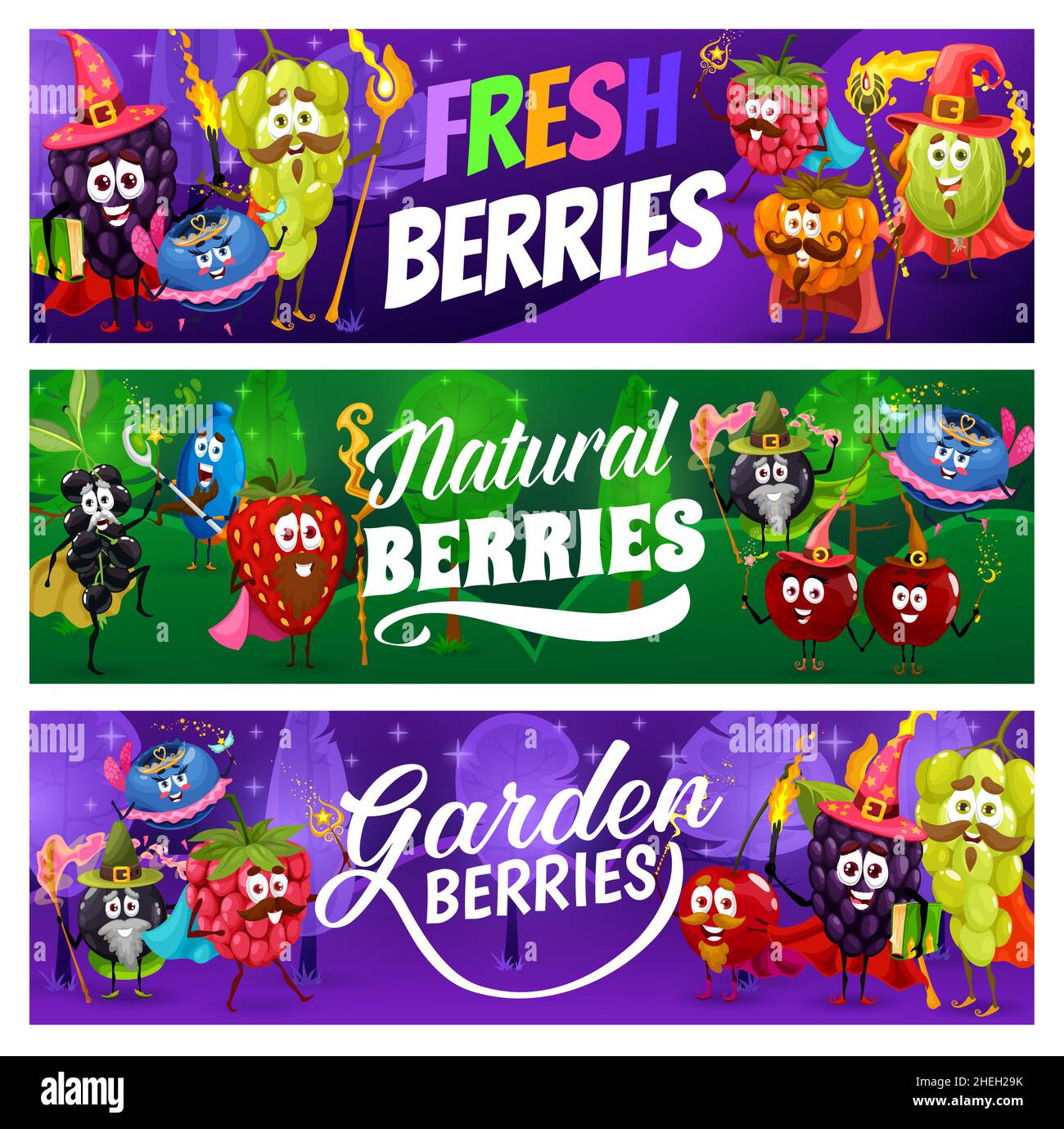 Cartoon funny berry wizard, warlock, witch, fairy, sorcerer and mage ...