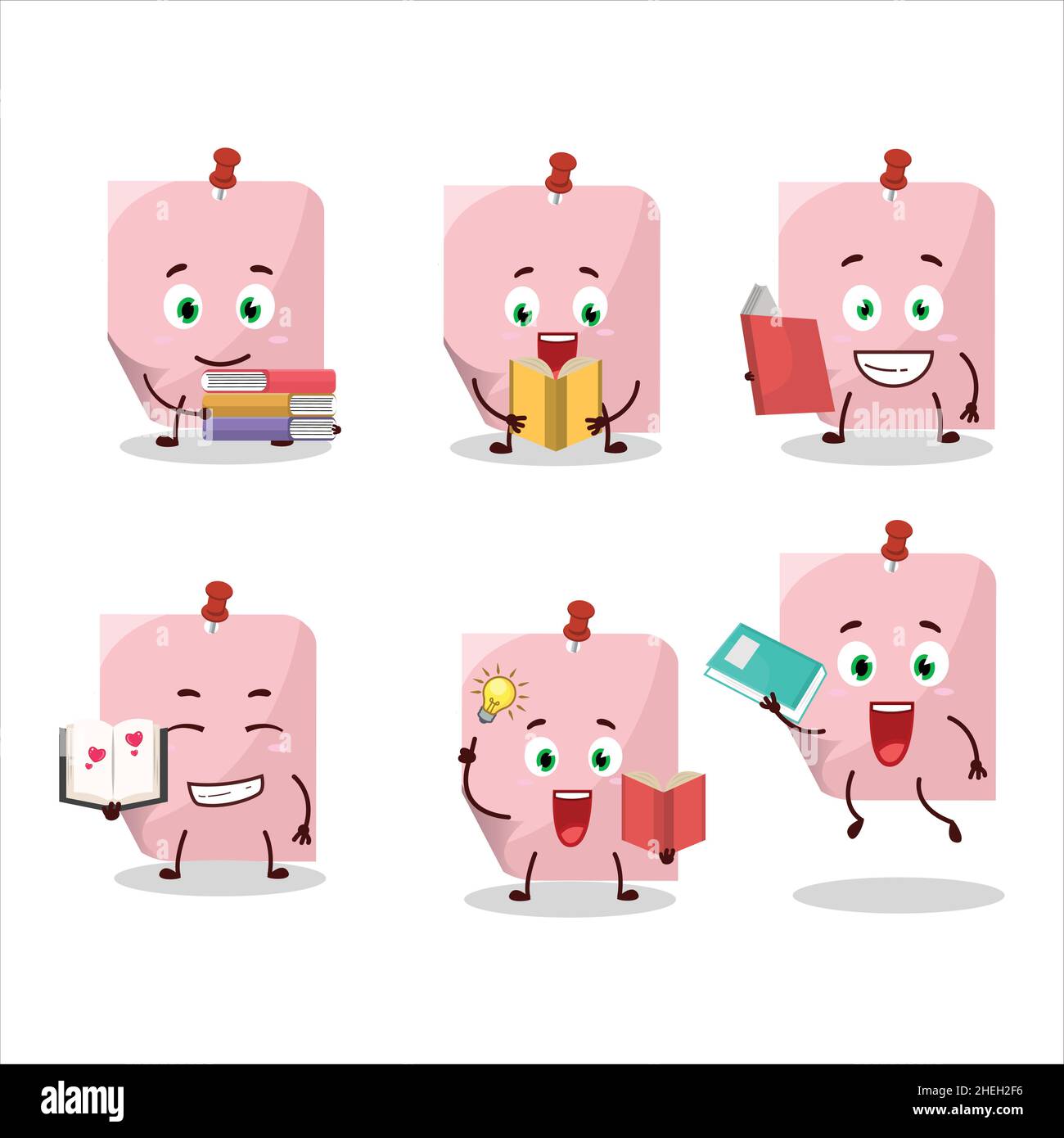 A picture of pink sticky note cartoon character concept reading an ...