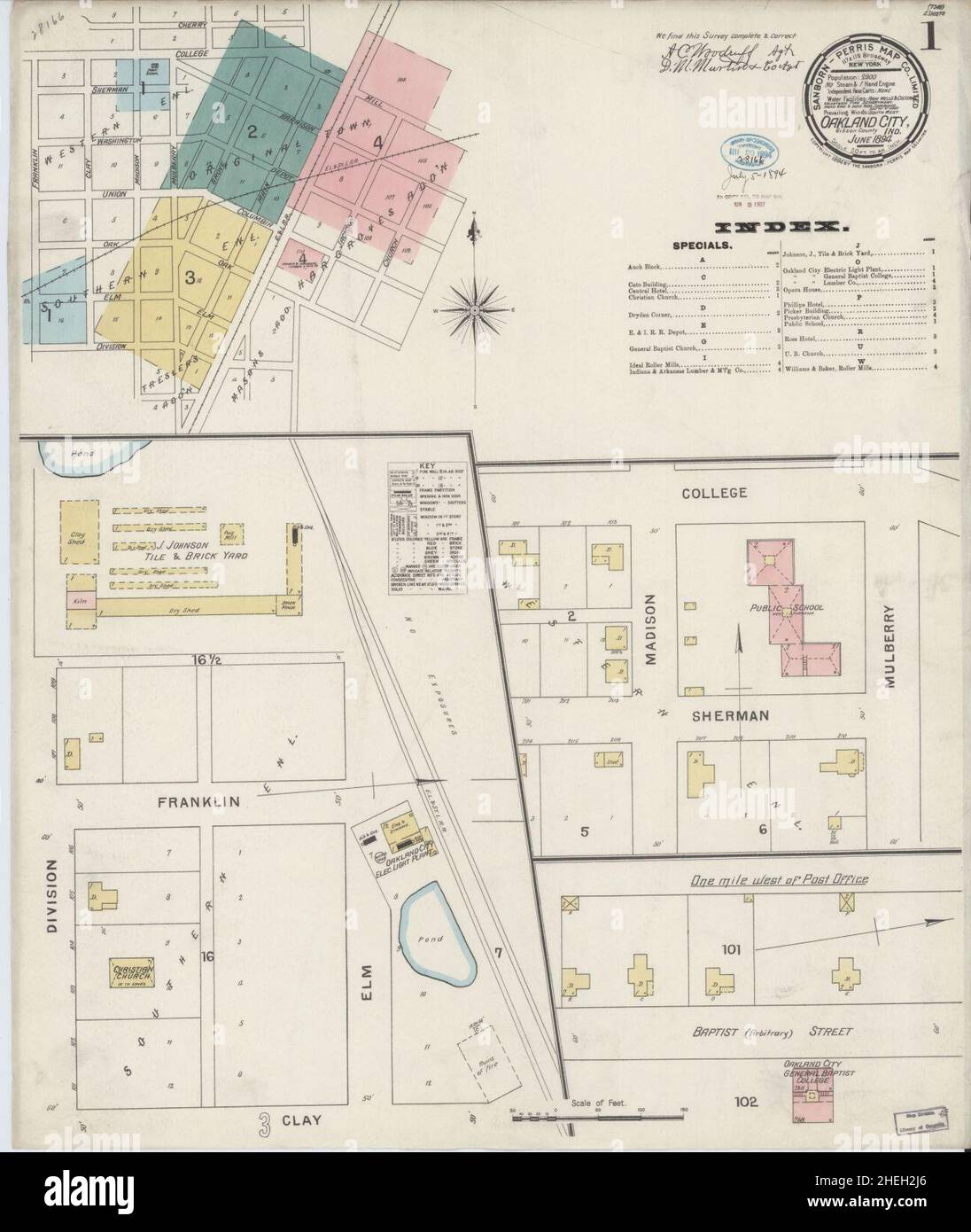 Sanborn Fire Insurance Map from Oakland City, Gibson County, Indiana ...