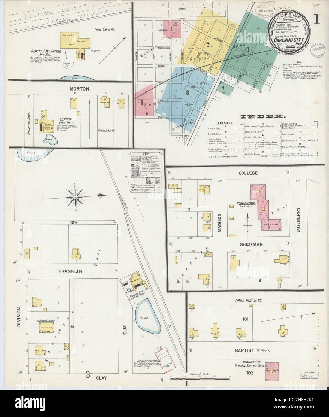 Sanborn Fire Insurance Map from Oakland City, Gibson County, Indiana ...