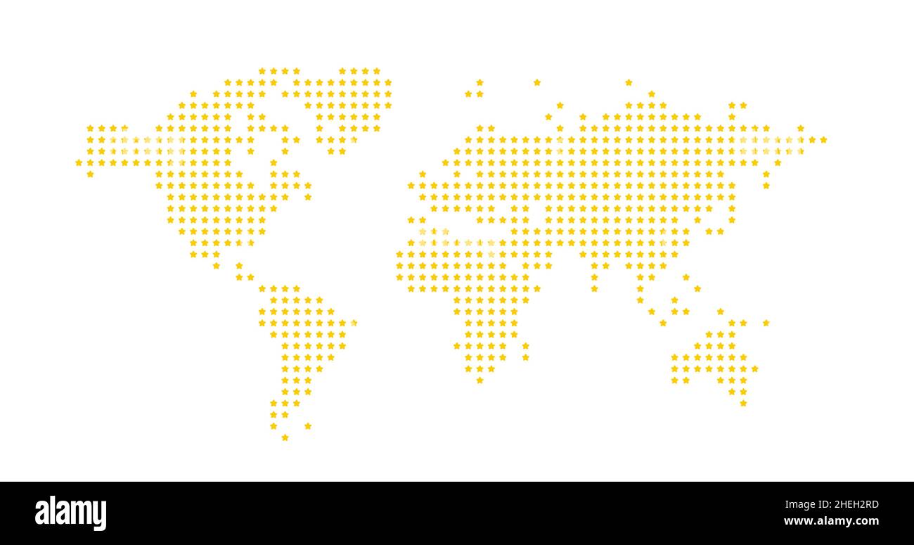 Dotted stars abstract world map. Stock vector illustration isolated on ...