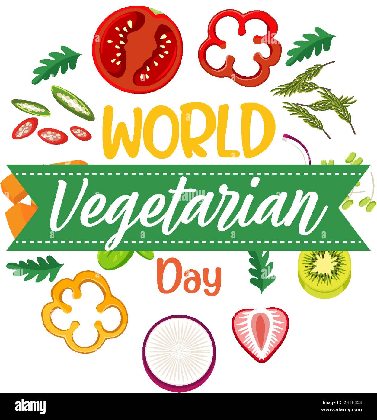 World Vegetarian Day logo on white background illustration Stock Vector ...