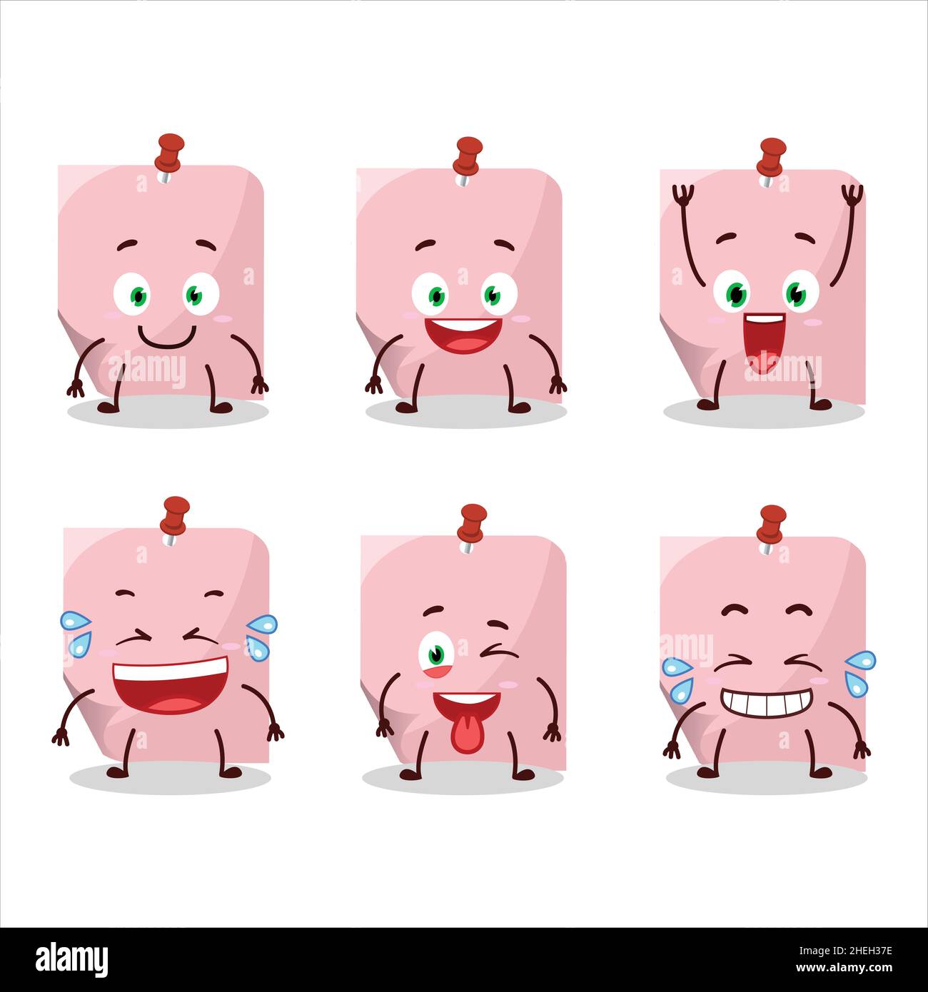 Cartoon character of pink sticky note with smile expression. Vector ...