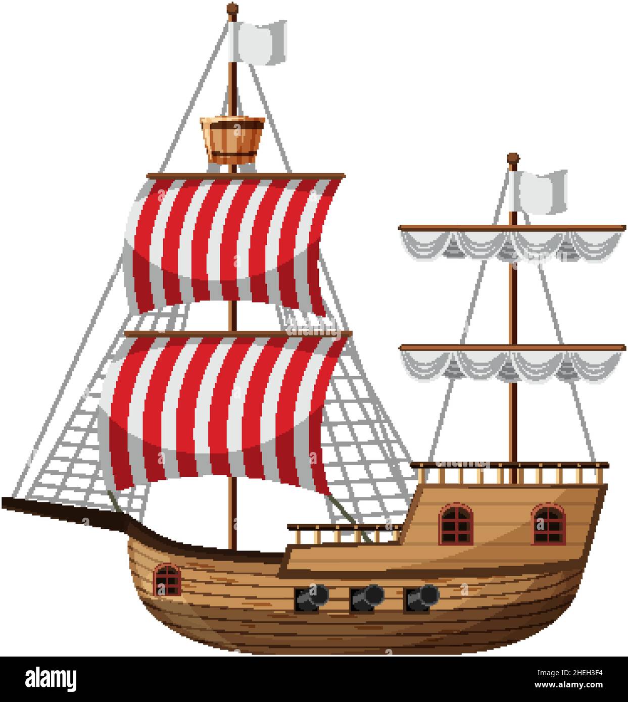 Isolated Fluyt ship in cartoon style illustration Stock Vector Image ...