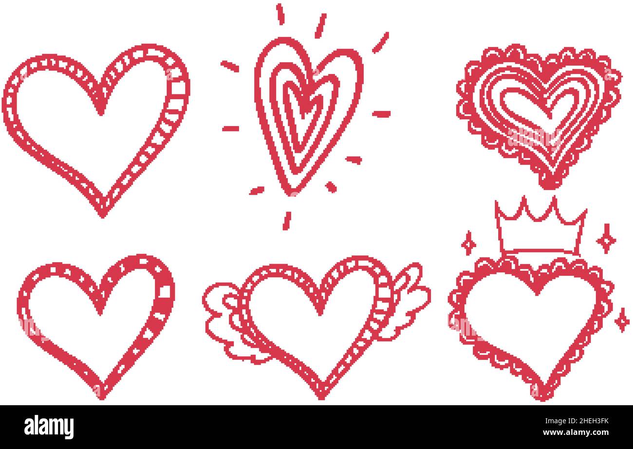 Set of different hand drawn hearts illustration Stock Vector Image ...