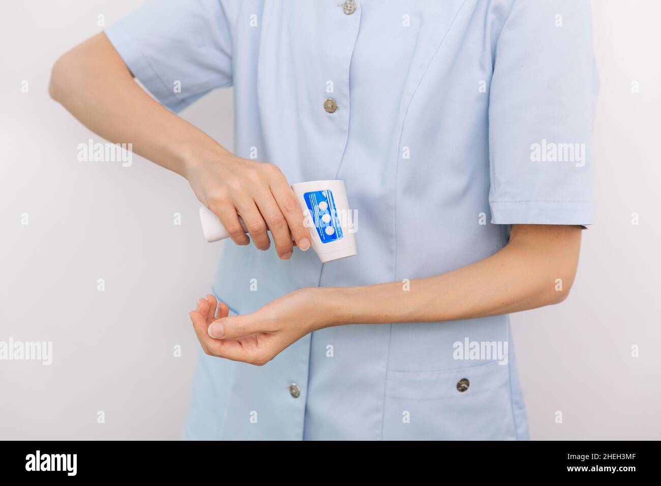 Temperature measurement gun in doctor hands. Close-up shot of doctor ...