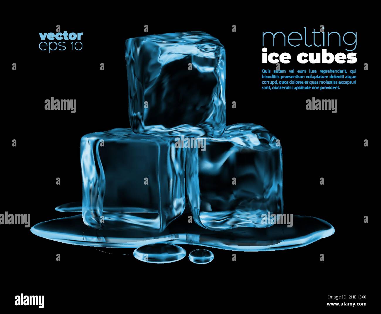 Ice cube melting in puddle Stock Vector Images - Alamy