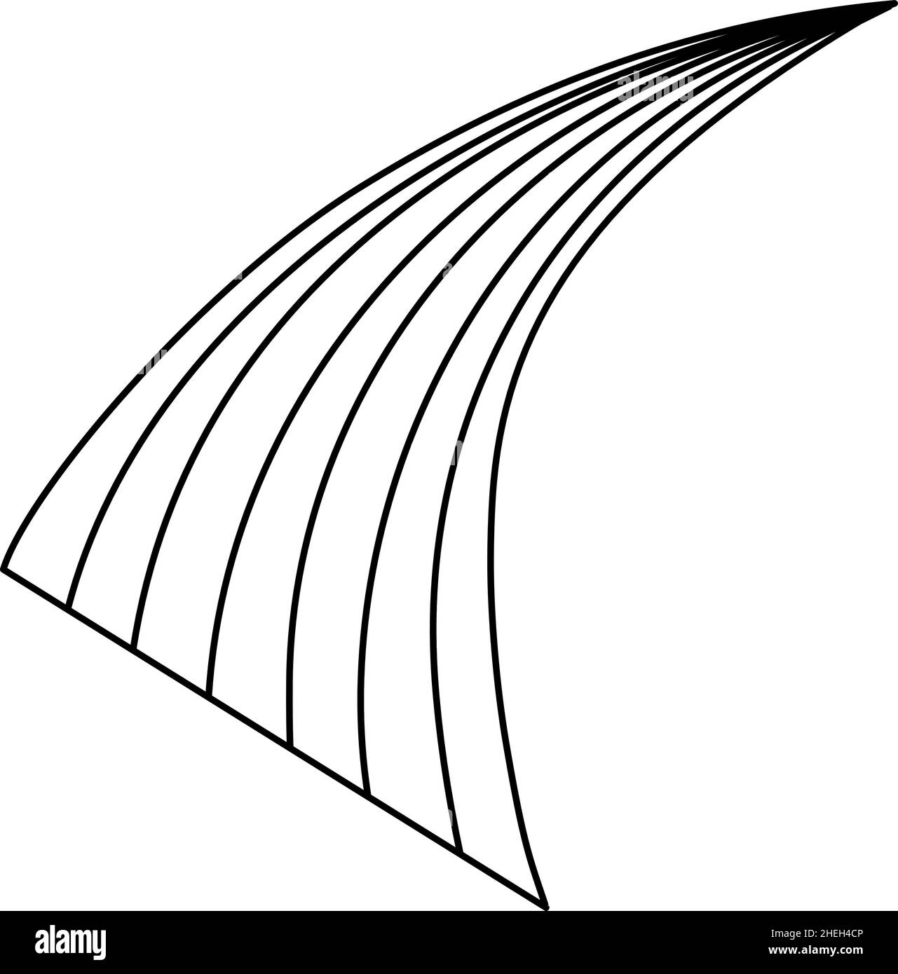 This is a illustration of A curved rainbow with a sense of perspective ...