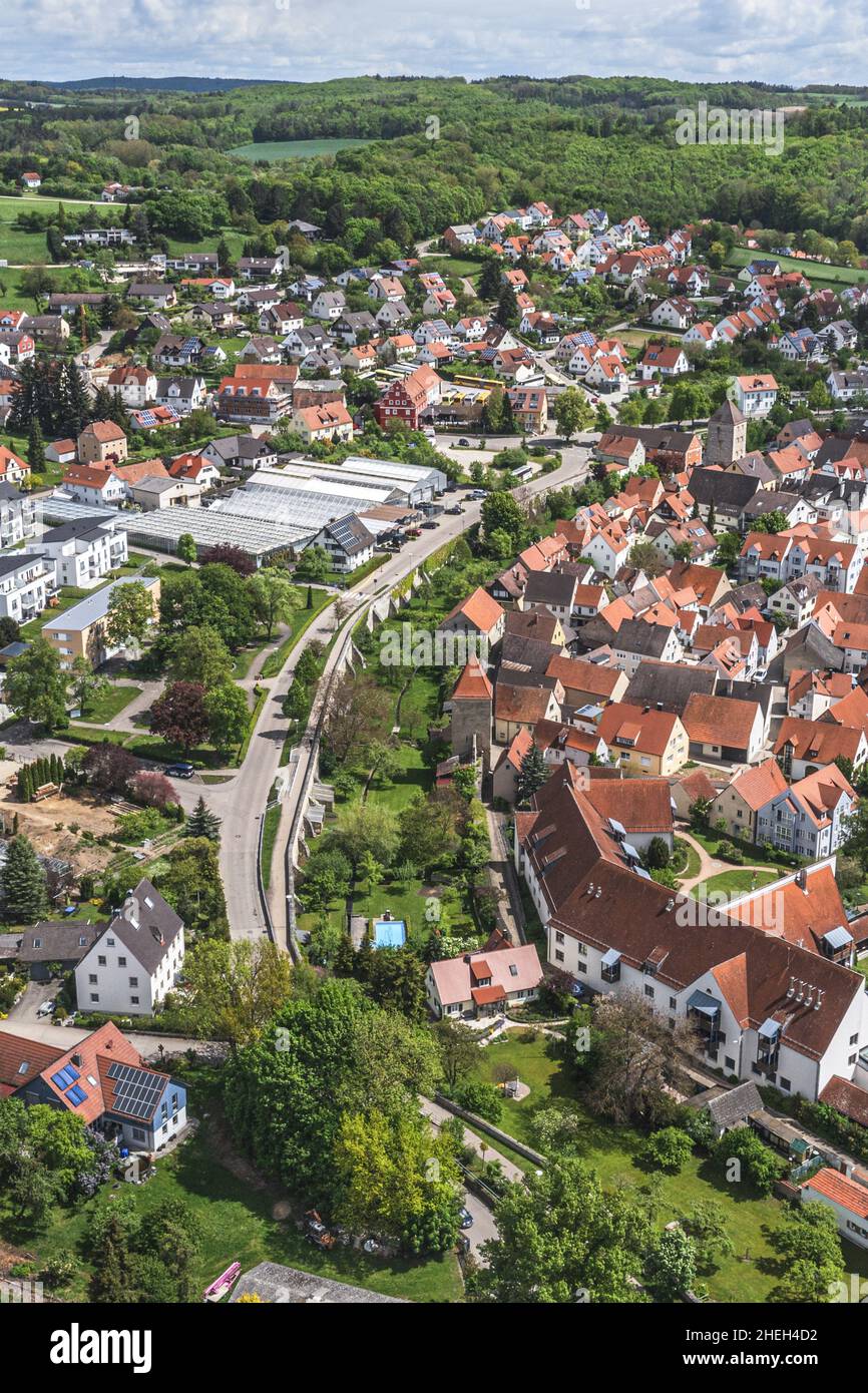 Aerial view to Wemding in Bavaria Stock Photo - Alamy