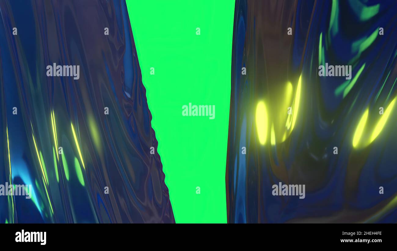 3d illustration - liquid abstract organic form on green screen Stock ...