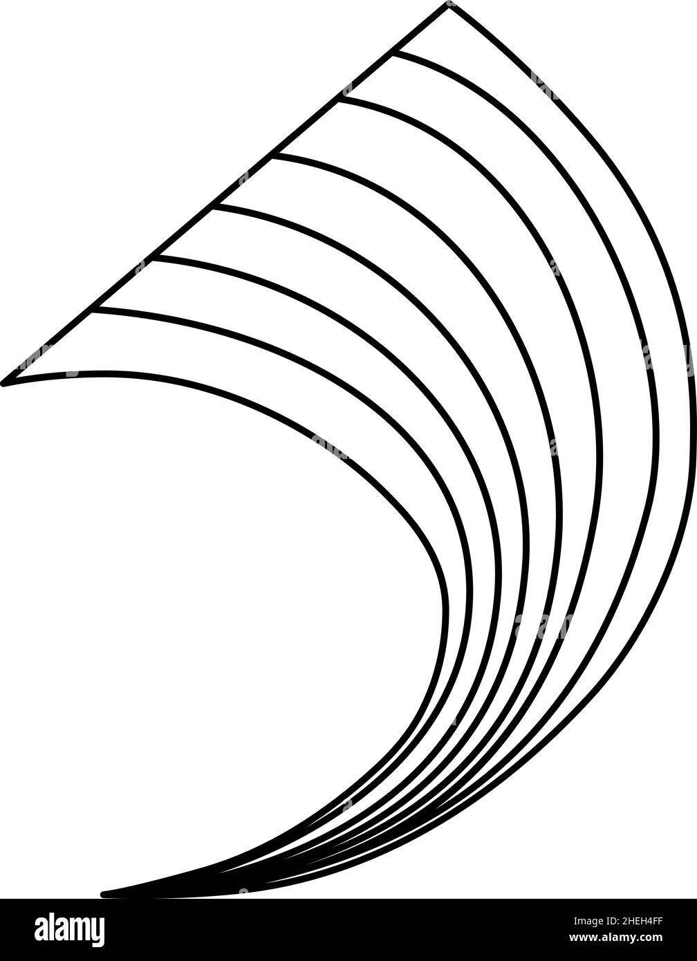 This is a illustration of A curved rainbow with a sense of perspective ...