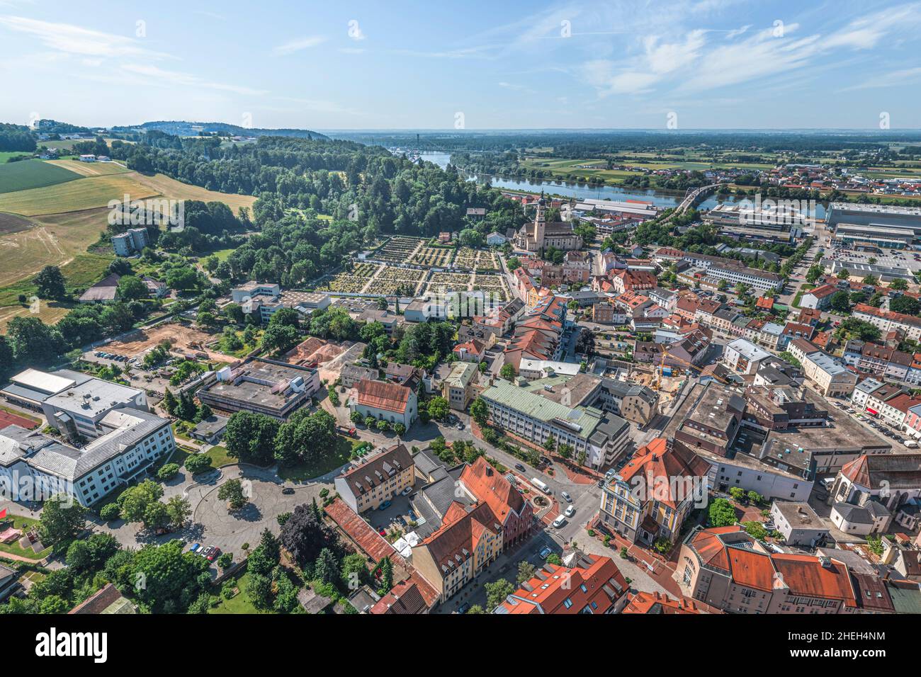 Aerial view to Deggendorf on Danube in Lower Bavaria Stock Photo - Alamy