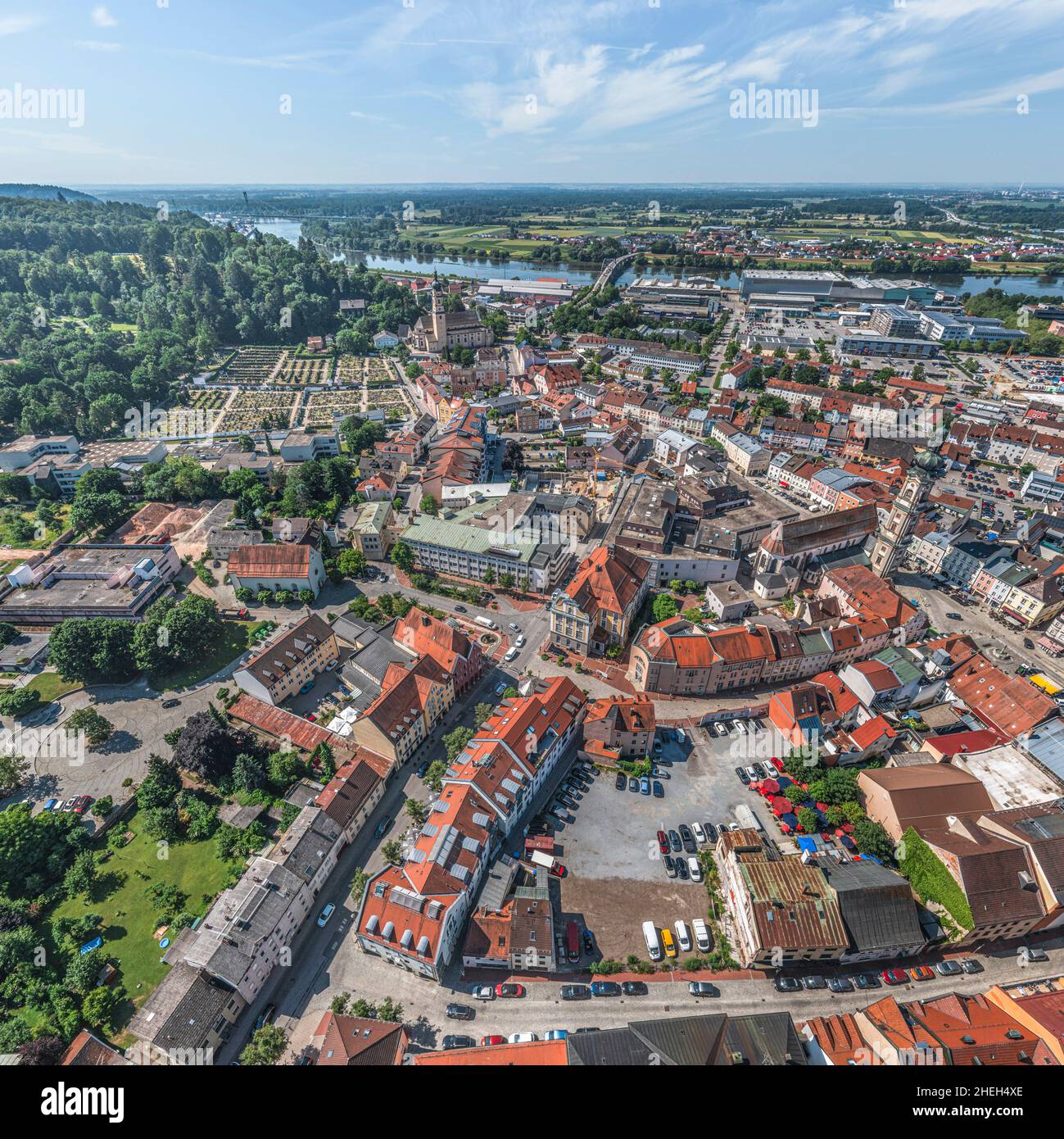 Aerial view to Deggendorf on Danube in Lower Bavaria Stock Photo - Alamy